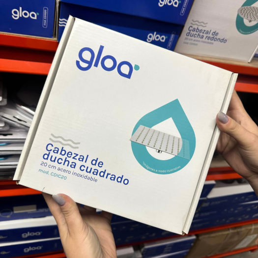 Cabezal Ducha Cuadrado 20 cm Acero Inoxidable Gloa CDIC20 | La Económica
